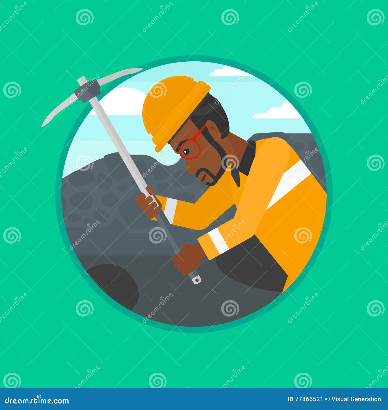 Miner Working with Pickaxe Vector Illustration. Stock Vector ...