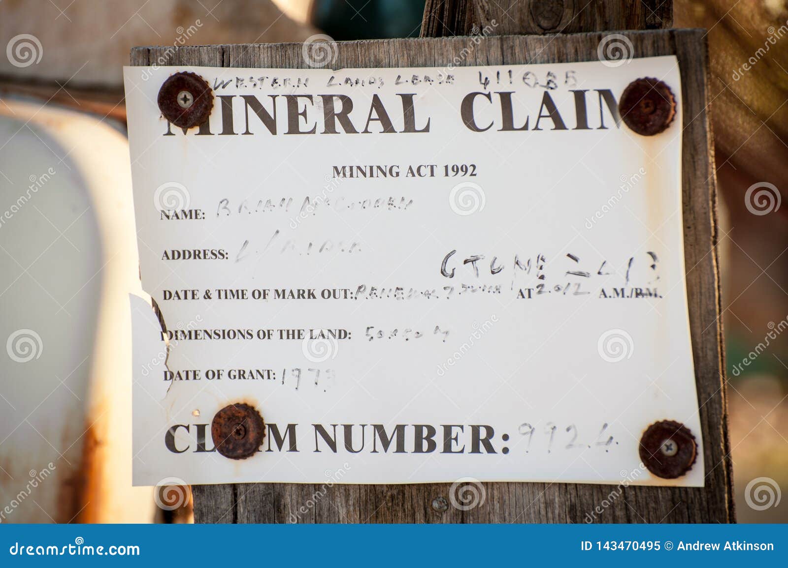 Mineral Claim Certificate for Opal Mine Editorial Image - Image of ...