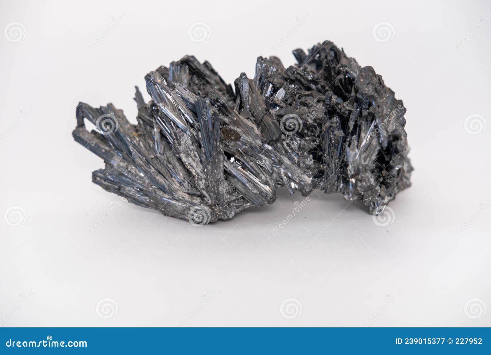 Mineral Crystals of Natural Antimonite. Isolated on a White Background ...