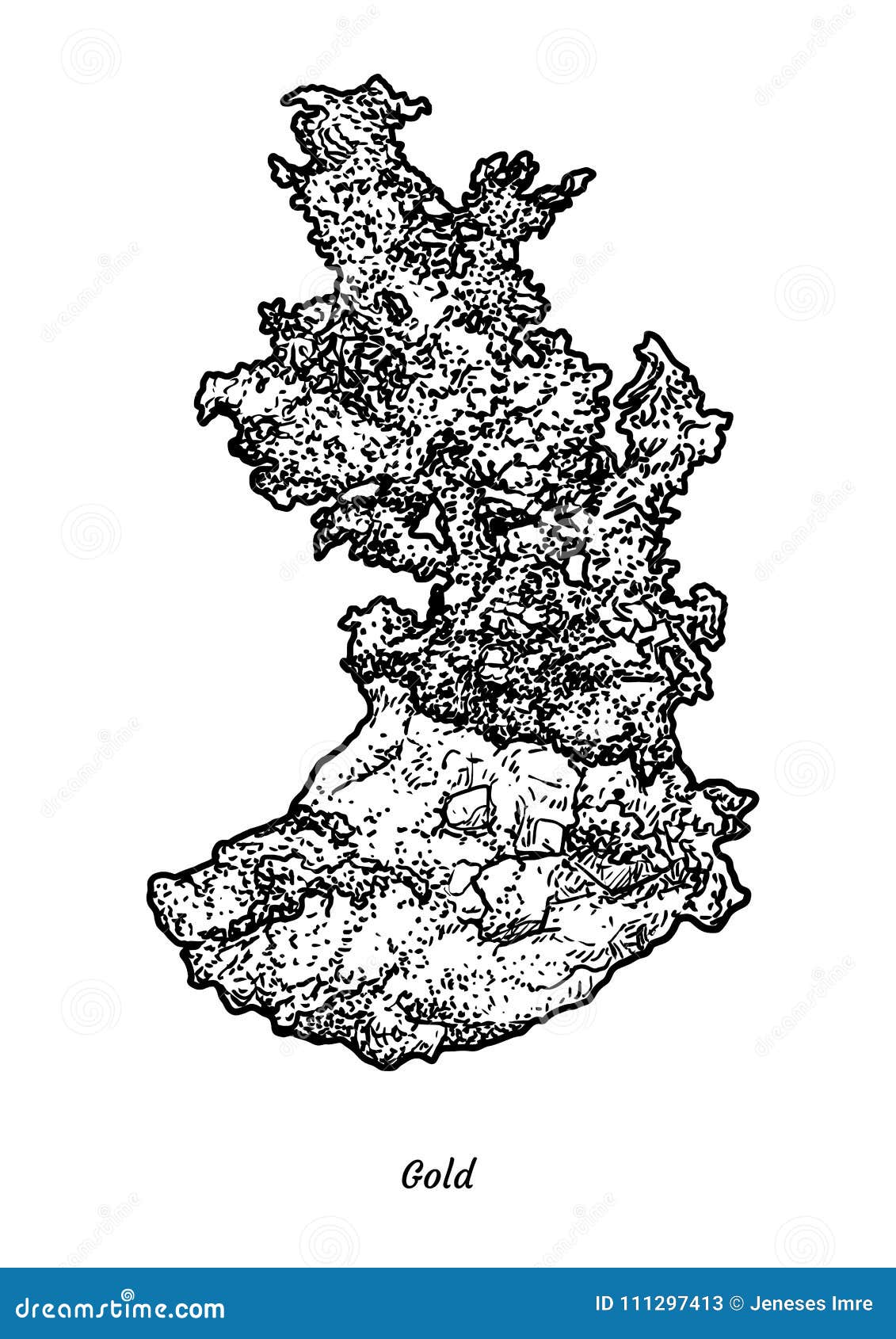 Gold Illustration Drawing Engraving Ink Line Art Vector Stock