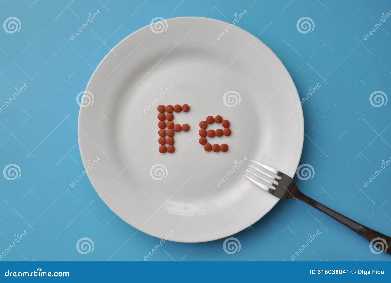 The Mineral "iron" in Tablets on a White Plate Stock Image - Image of ...