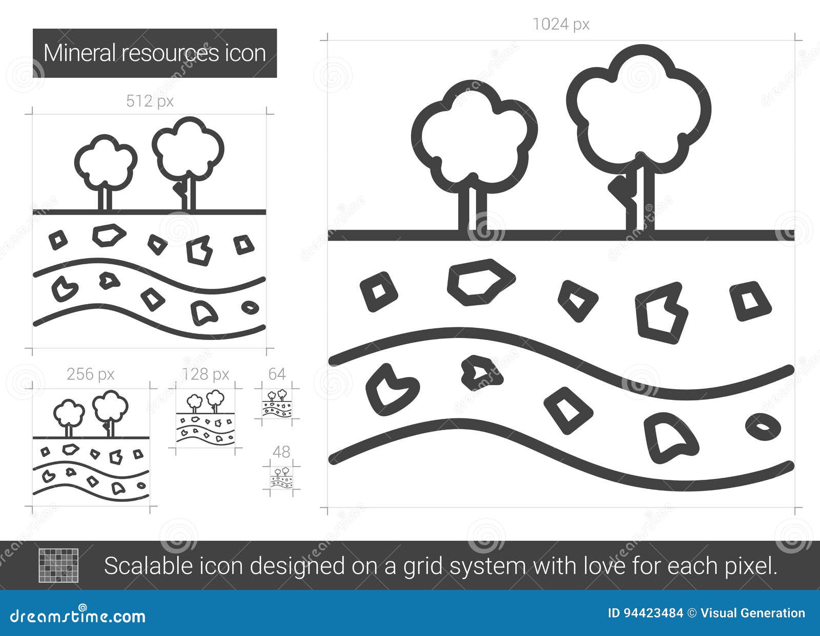 Mineral Resources Line Icon. Stock Vector - Illustration of rock, layer ...