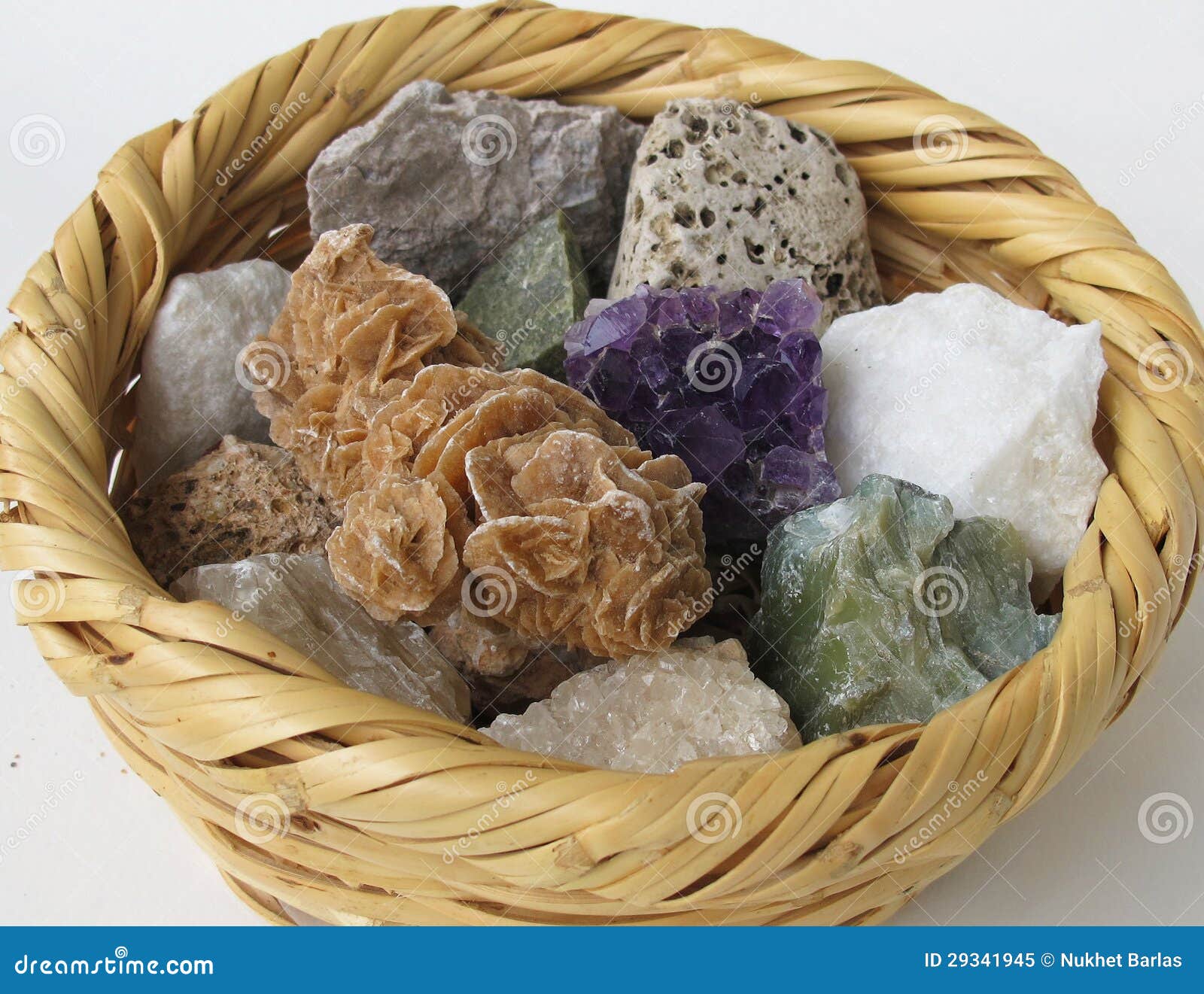 Mineral Rocks in a Straw Basket Stock Image - Image of salt, olivine ...