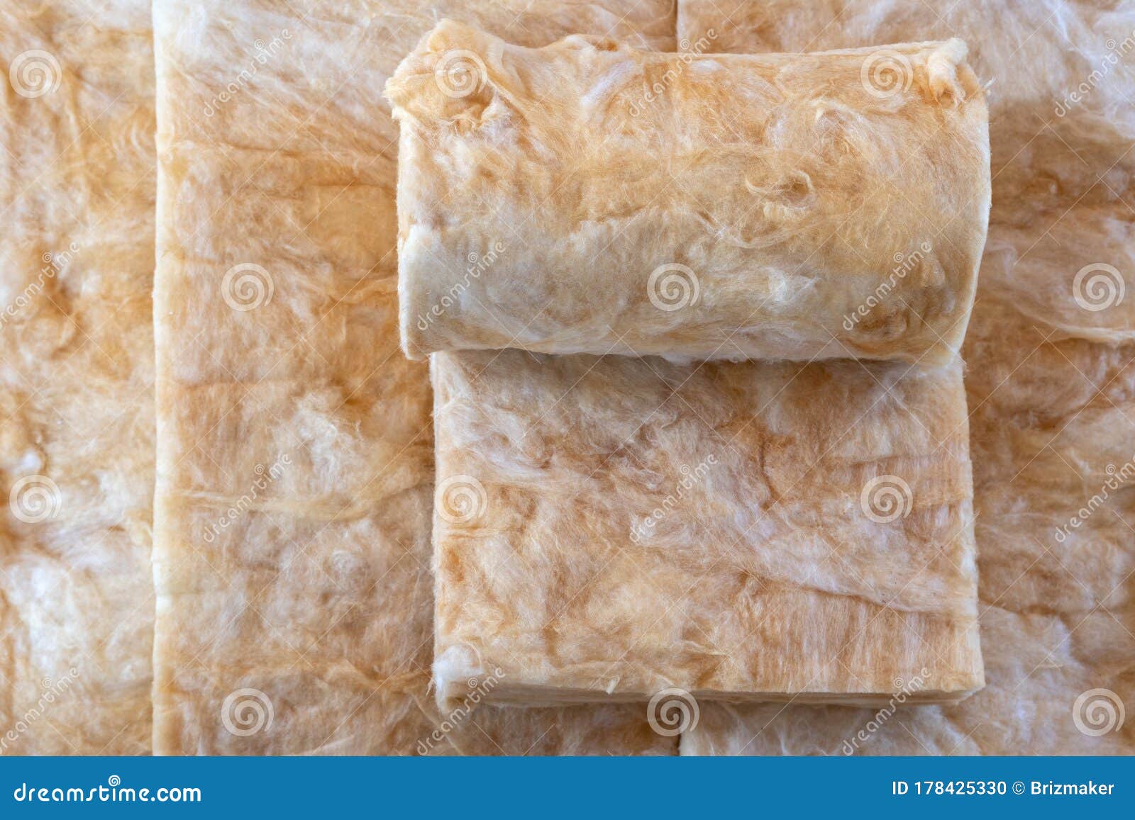 Mineral Rockwool Lying on Attic Floor Inside House Under Construction ...