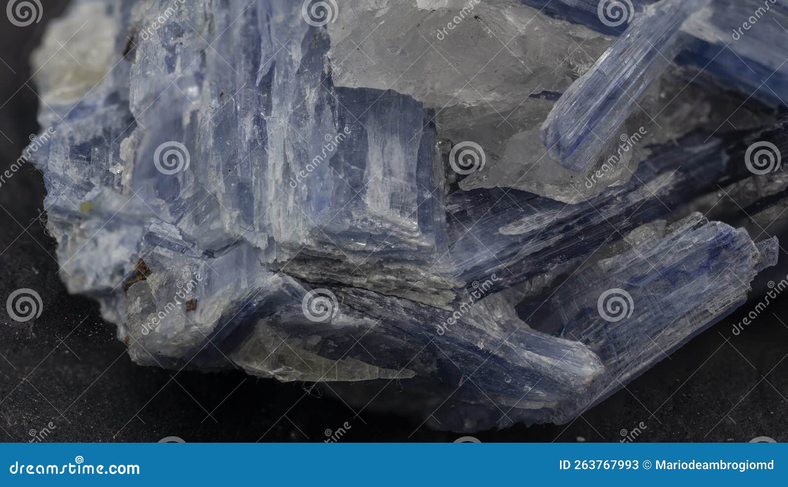 Mineral Sample of Kyanite on a Black Background Stock Image - Image of ...
