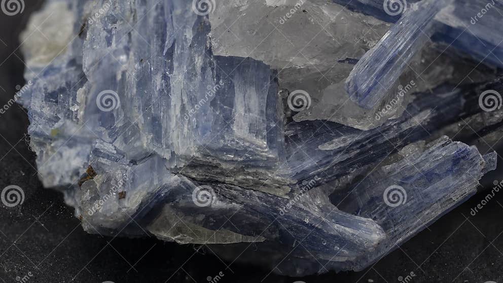 Mineral Sample of Kyanite on a Black Background Stock Image - Image of ...