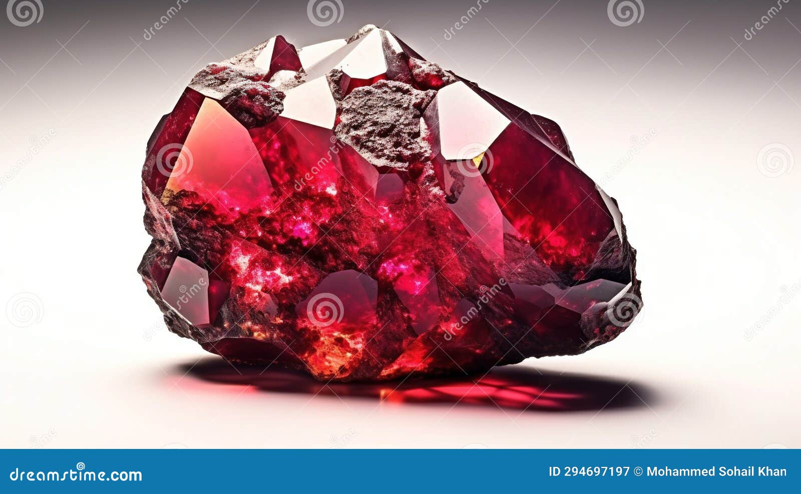 Mineral Shaped Ruby Brilliant Red Crystal Gemstone White Defocused ...