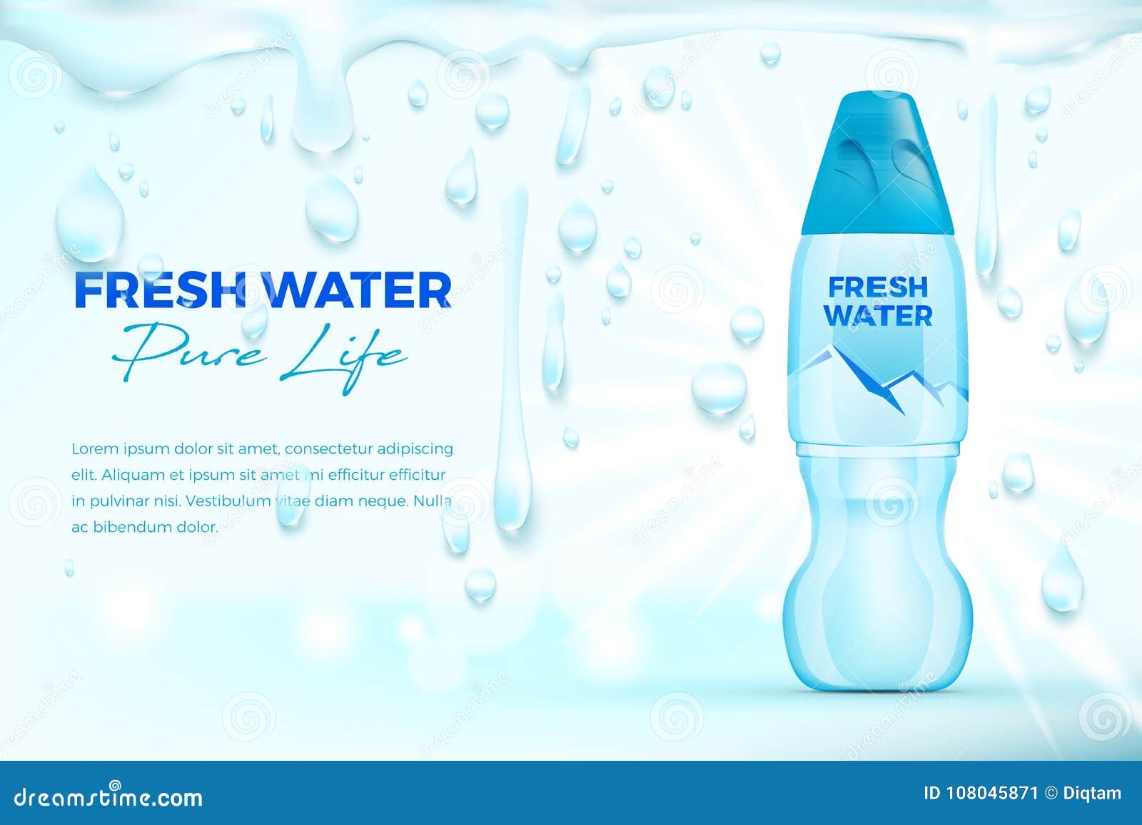 Mineral Water Ad with Water Drop Elements, Plastic Bottle 3d ...