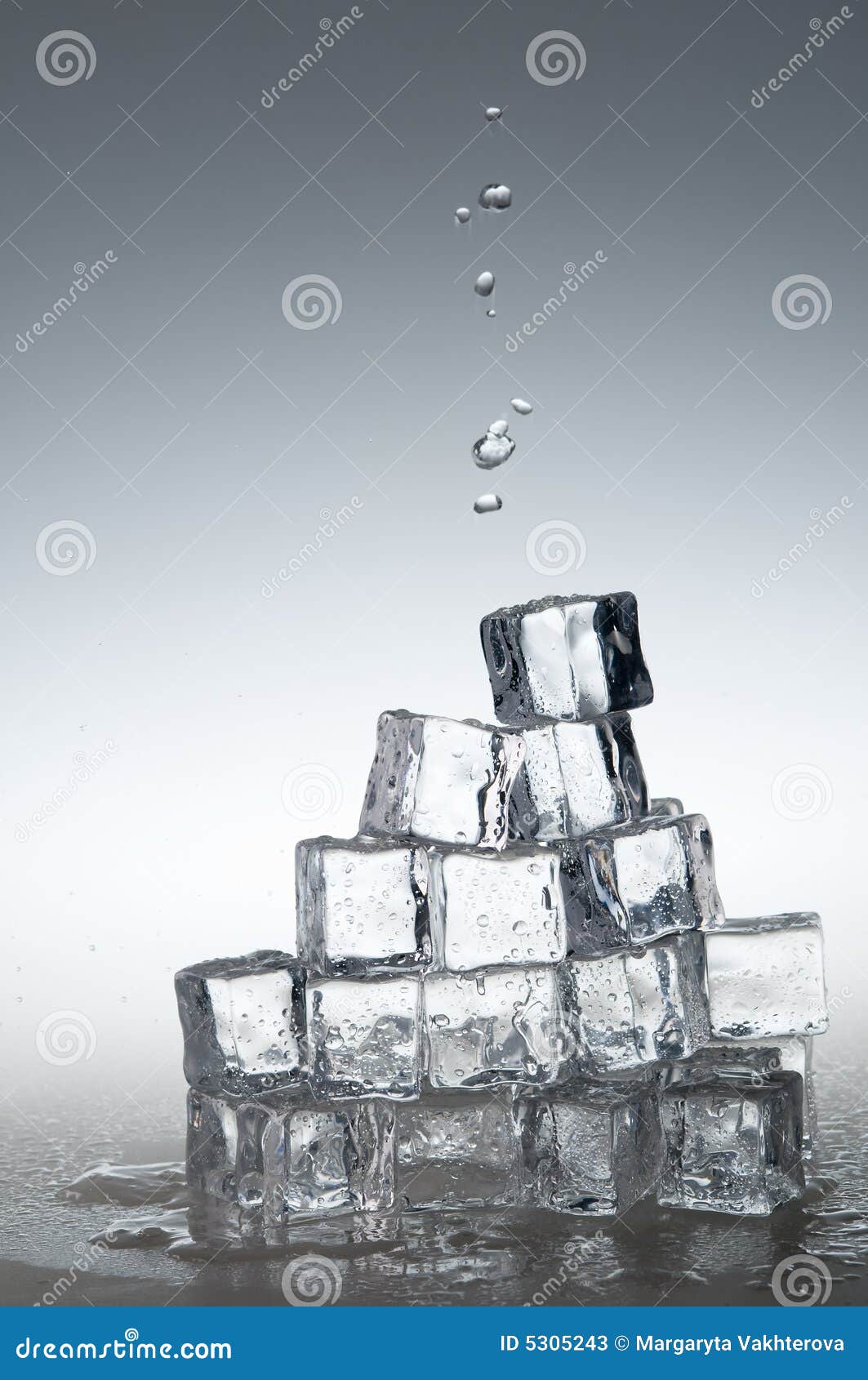 Mineral Water Drops Falling on Transparent Ice Stock Image - Image of ...