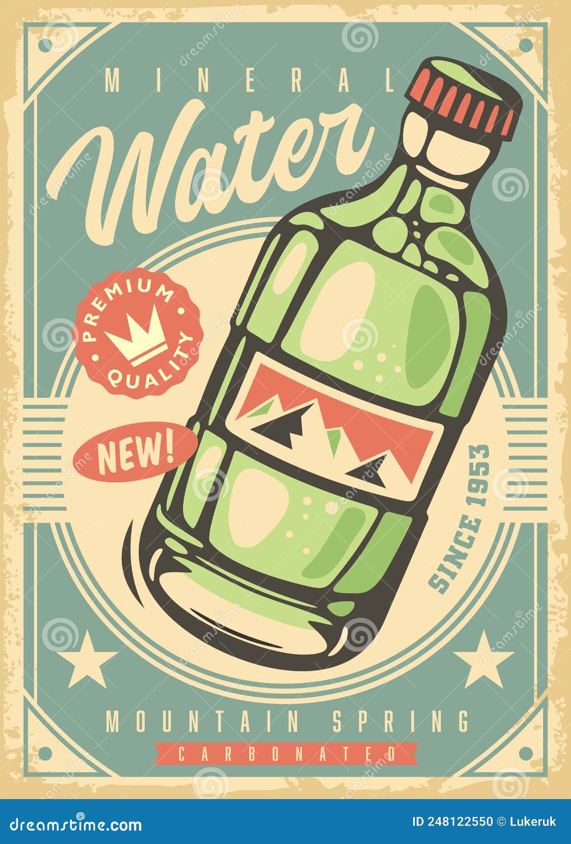Mineral Water Retro Poster Design Stock Vector - Illustration of ...