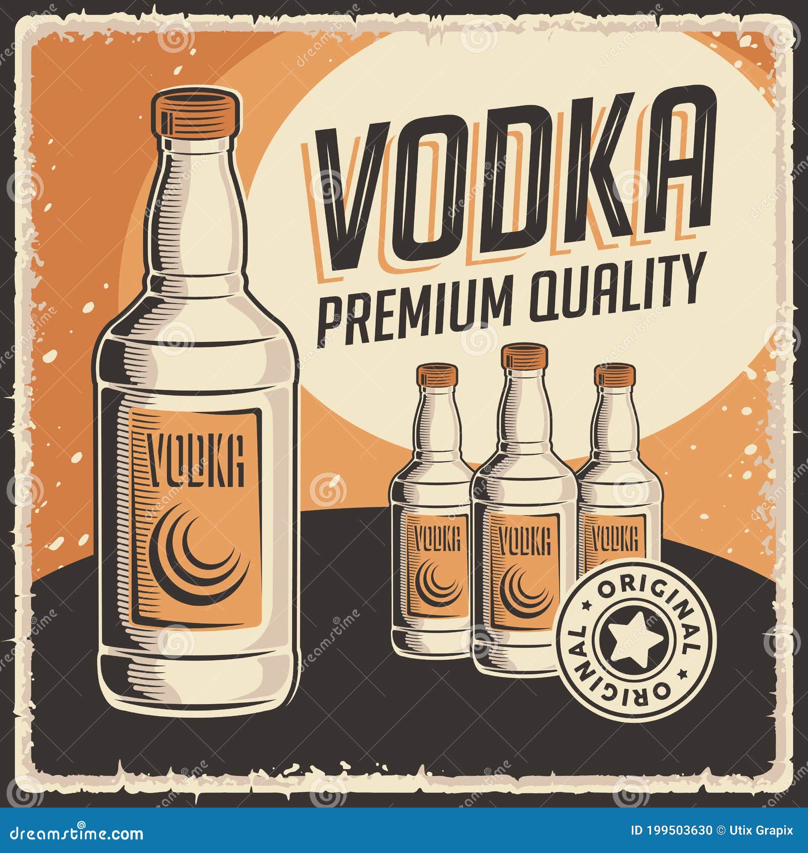 Vodka Signage Poster Retro Rustic Classic Stock Vector - Illustration ...