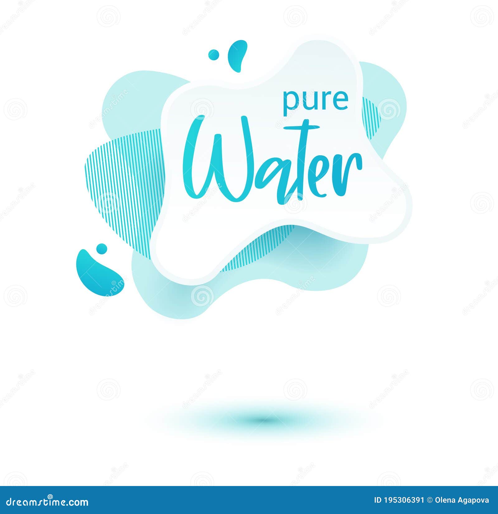 Mineral Water Tag. Blue Label and Stikers Emblem with Drops of Water ...