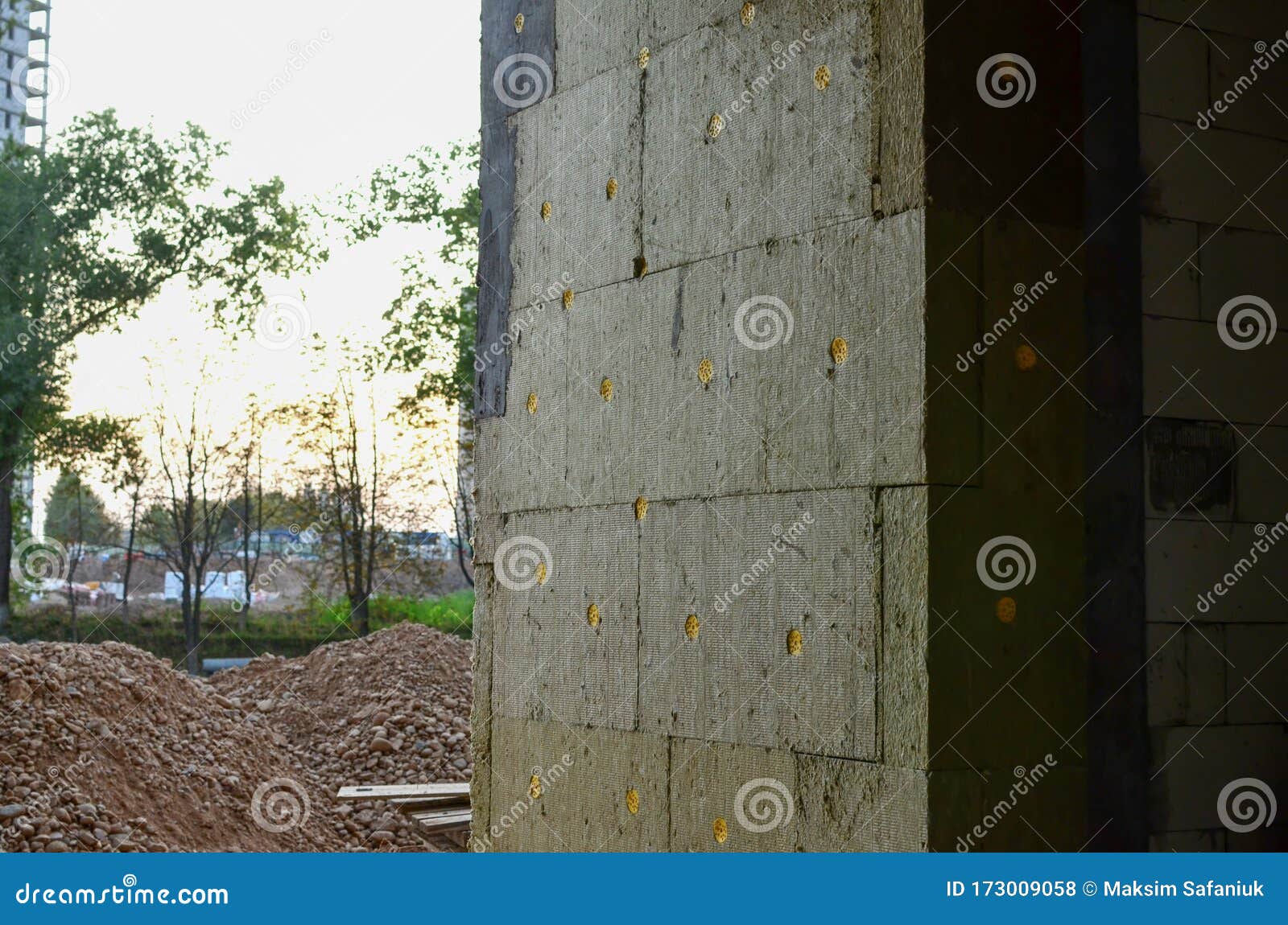 Mineral Wool Insulation of the Facade Building on Construction Site ...