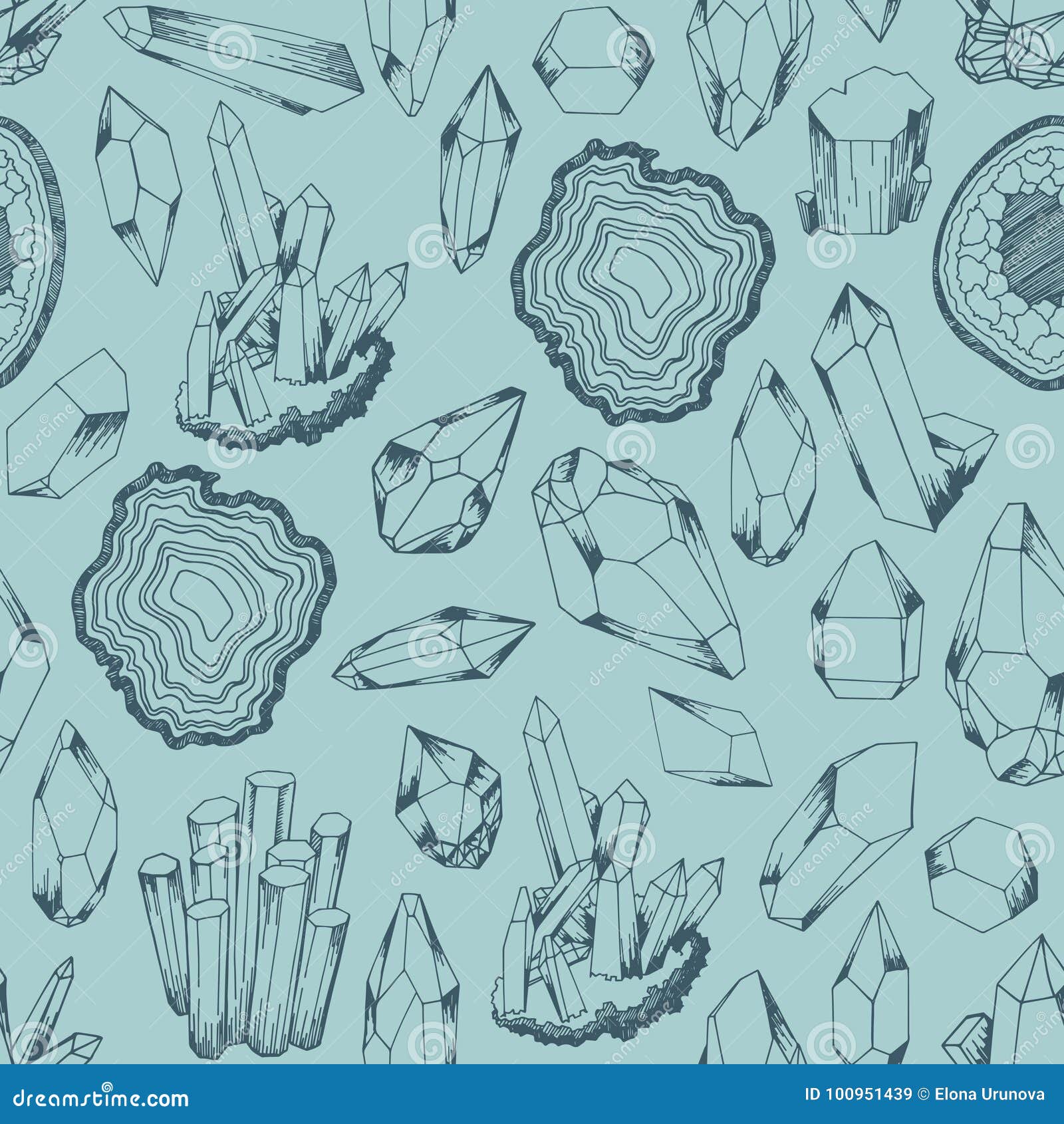 Minerals. Hand drawing stock vector. Illustration of elegant - 100951439