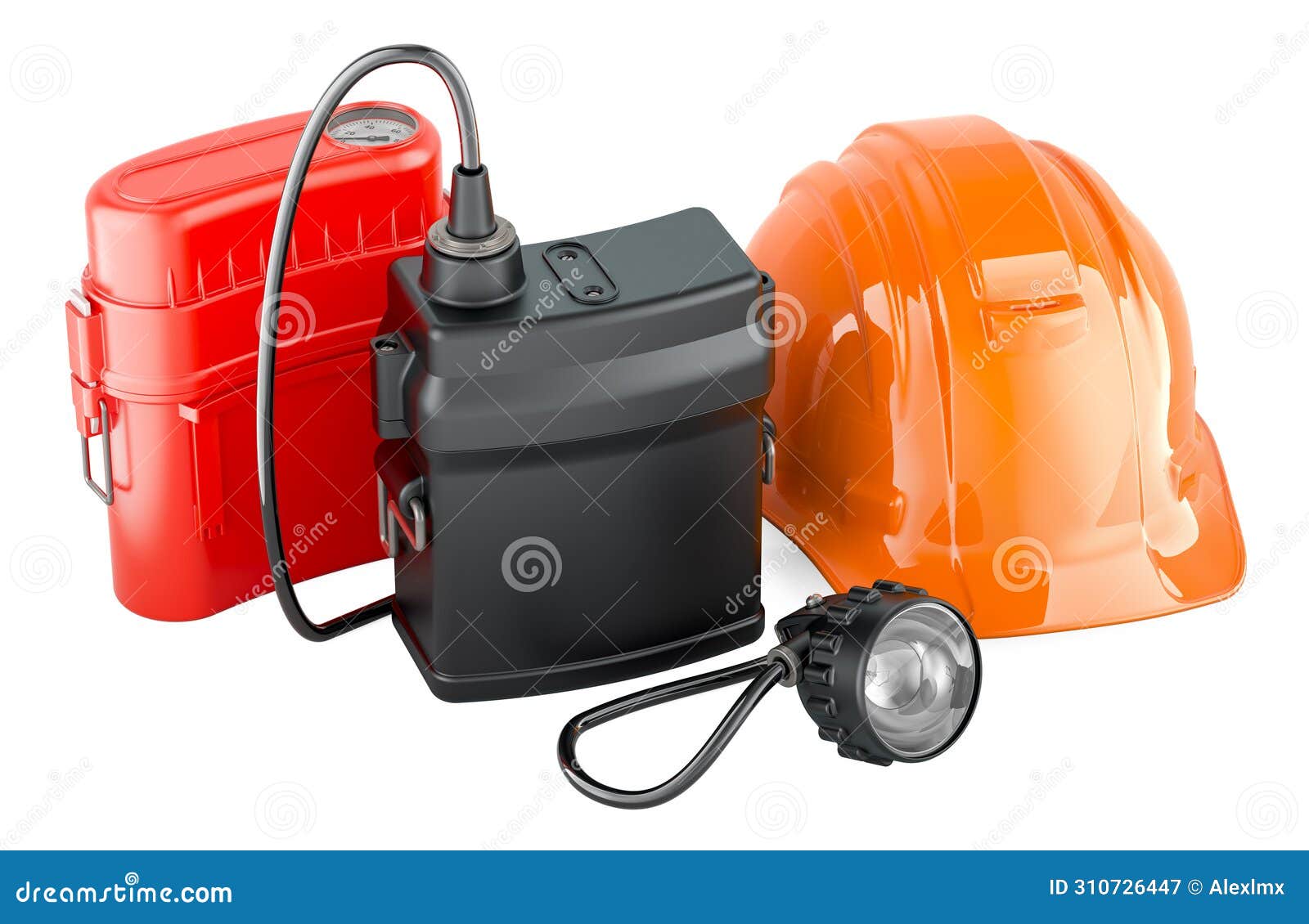 Miners Cap Lamp with Hard Hat and Self-contained Self-rescue Device, 3D ...