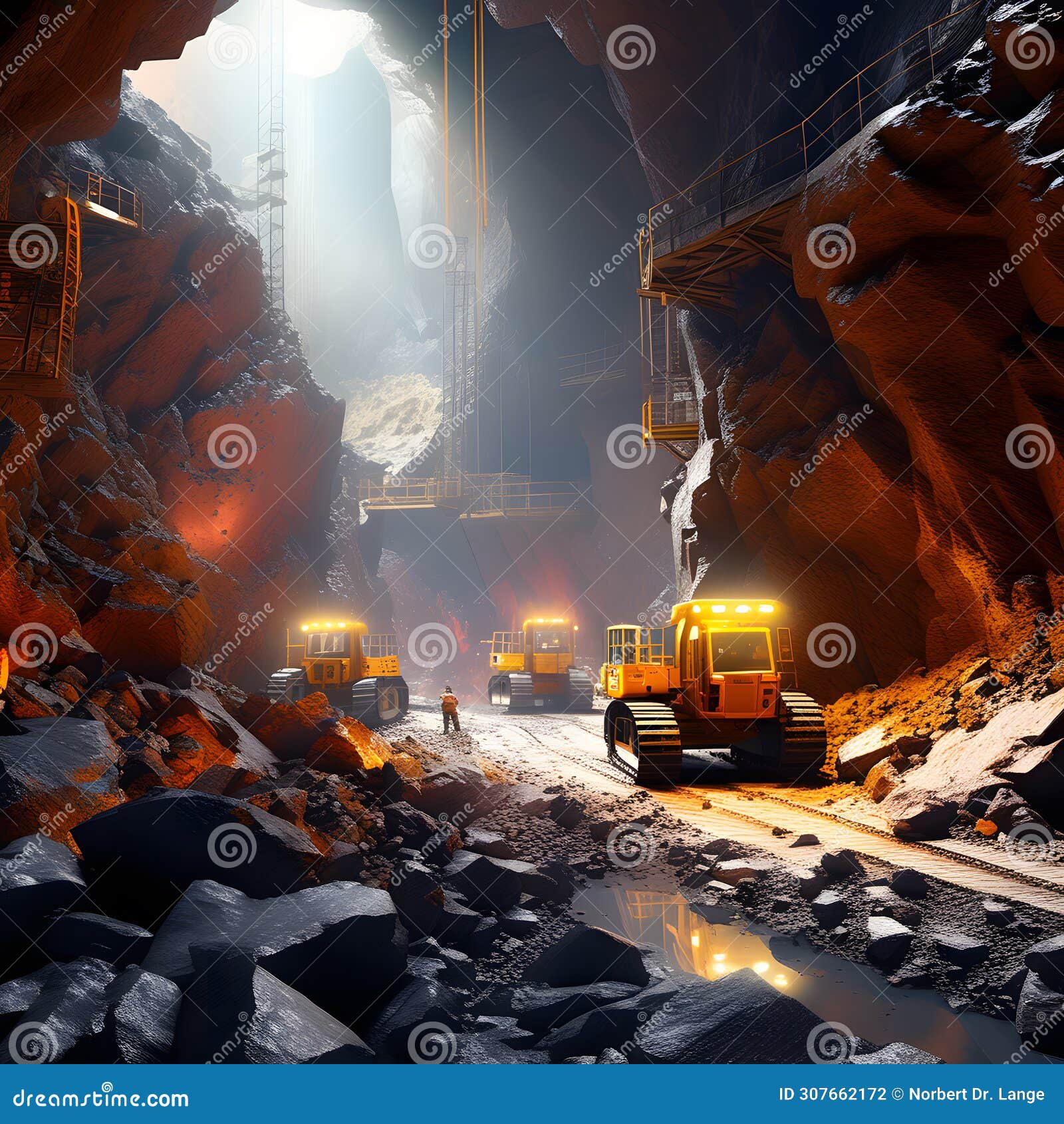 Underground Mining, Ai-generatet Stock Illustration - Illustration of ...
