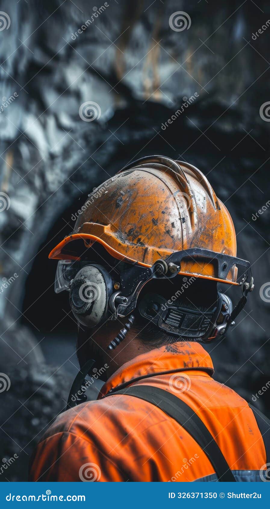 Miners with Hard Hat Safety Helmet Working in the Mine Stock ...