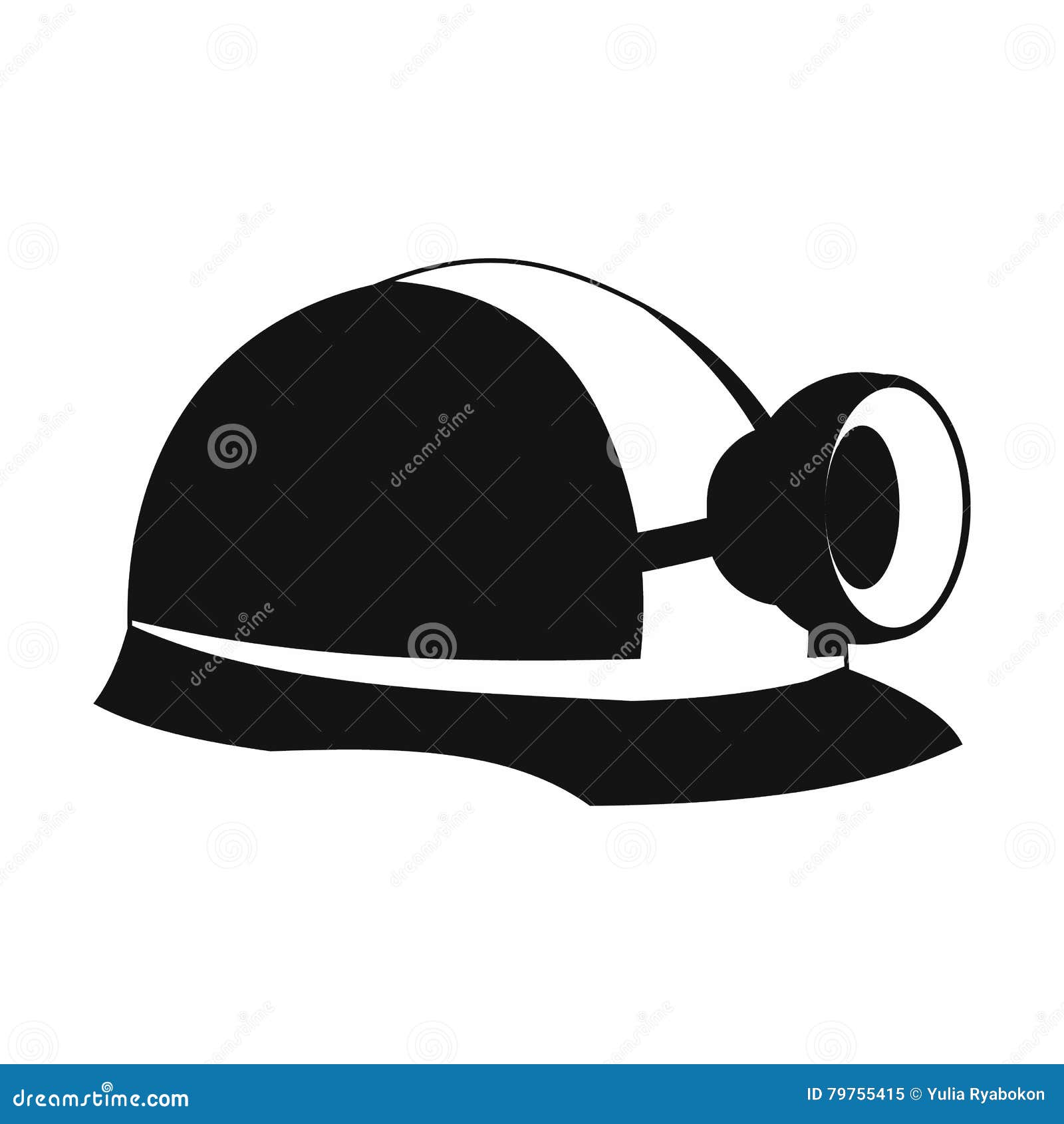 Miners Helmet Icon Black And White Outline Drawing Stock Photo ...
