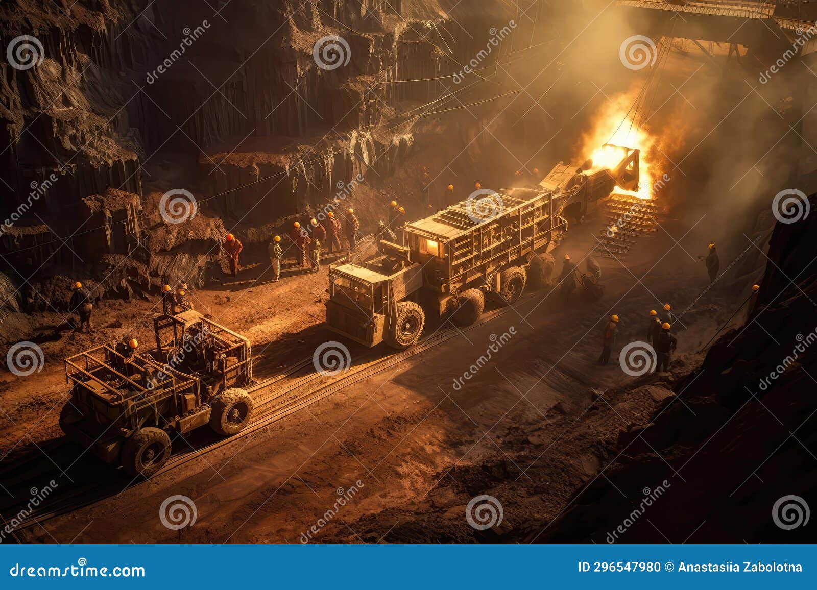Miners Operating Heavy Machinery in an Openpit Iron Mine. Generative AI ...