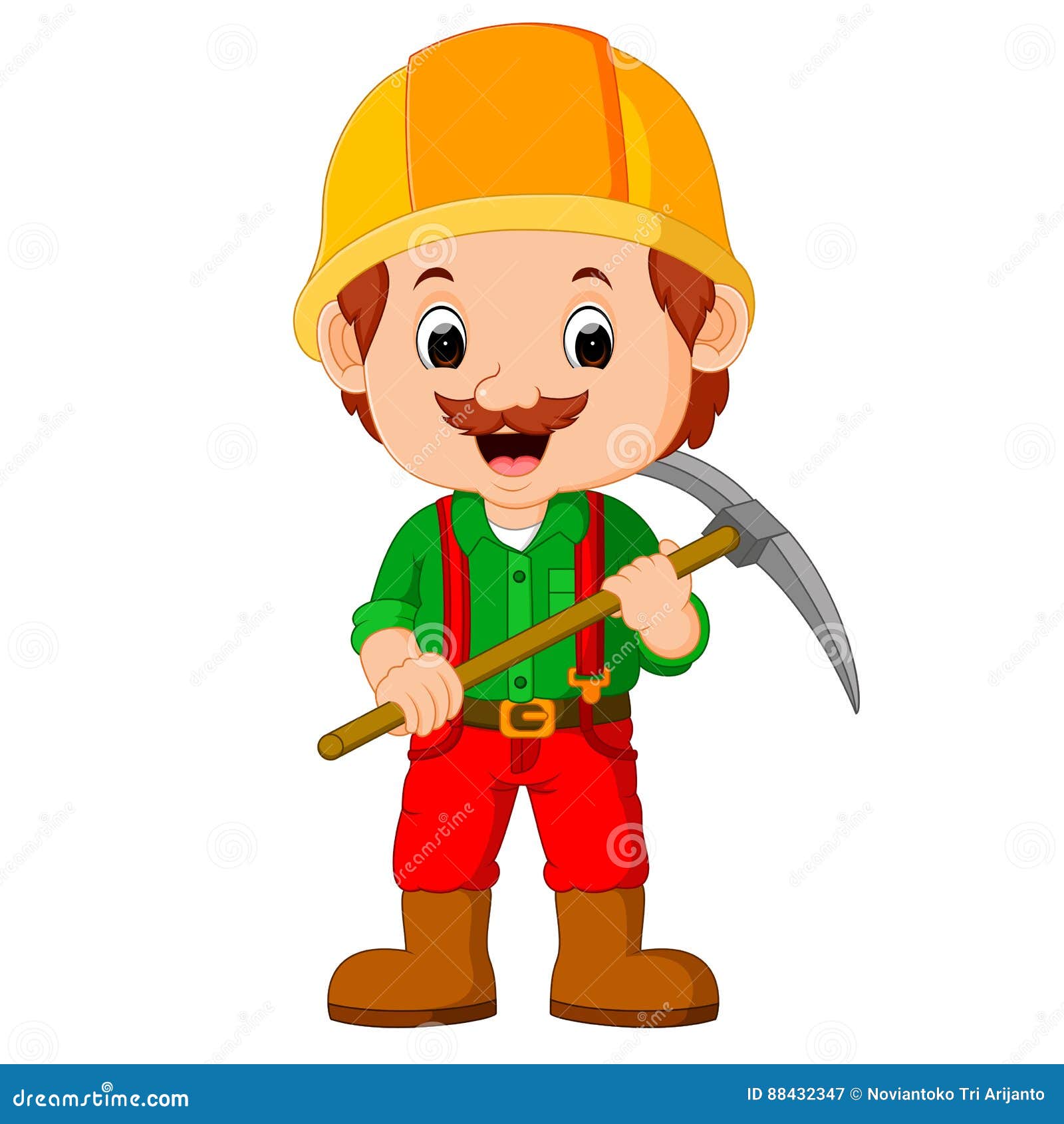 Miners Posing with a Pickaxe Stock Vector - Illustration of white, cute ...