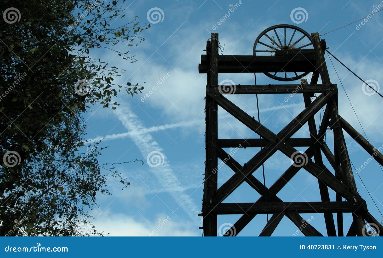 Miners Wheel stock image. Image of clouded, woodland - 40723831