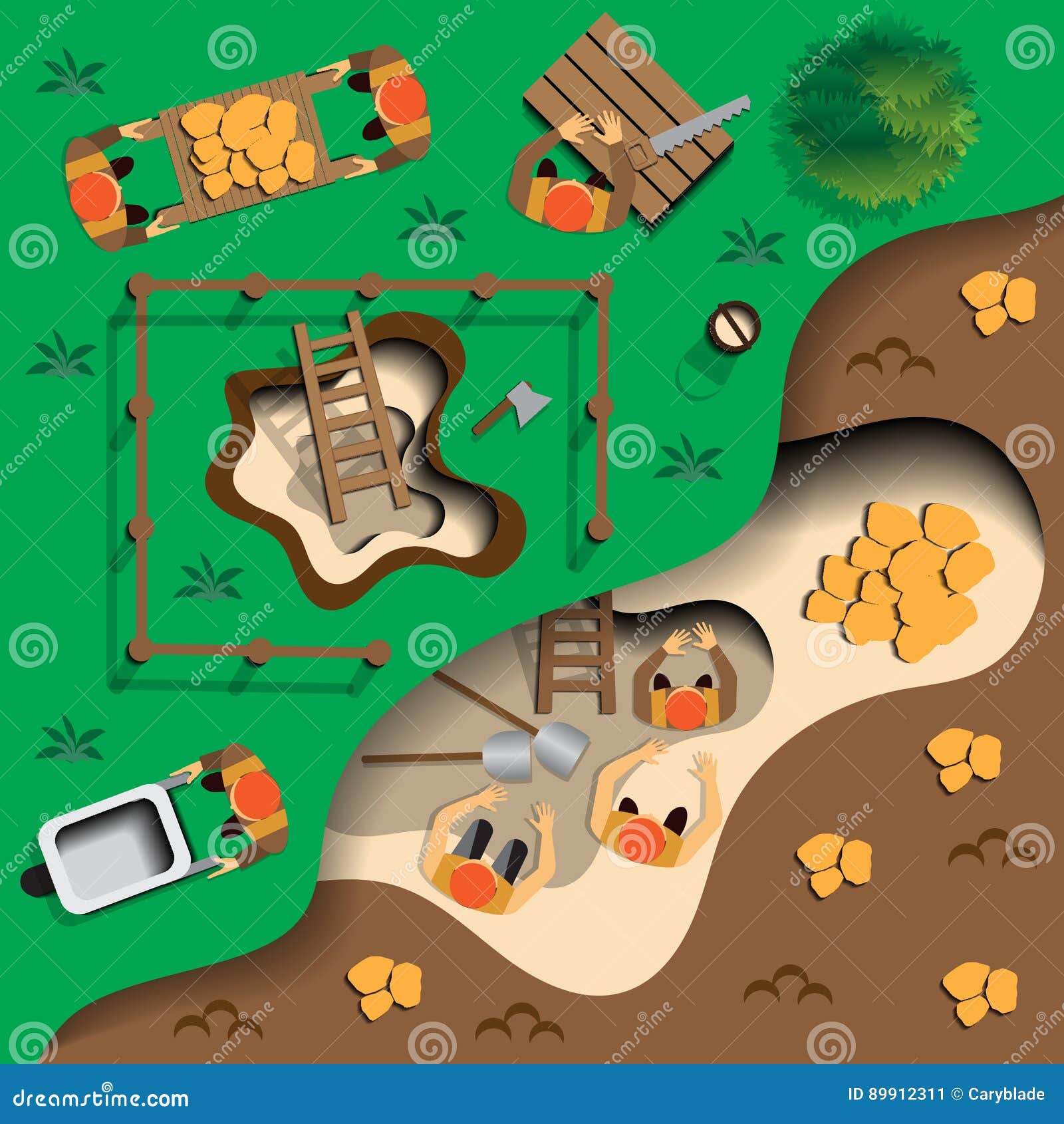 Miners At Work. Extraction Industry Working Occupation Landing Page ...