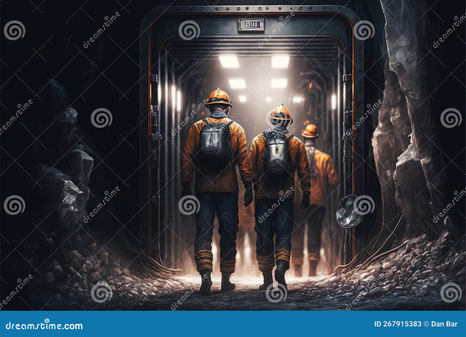Miners Working Deep Inside a Coal Mine Facility. Generative Ai Stock ...