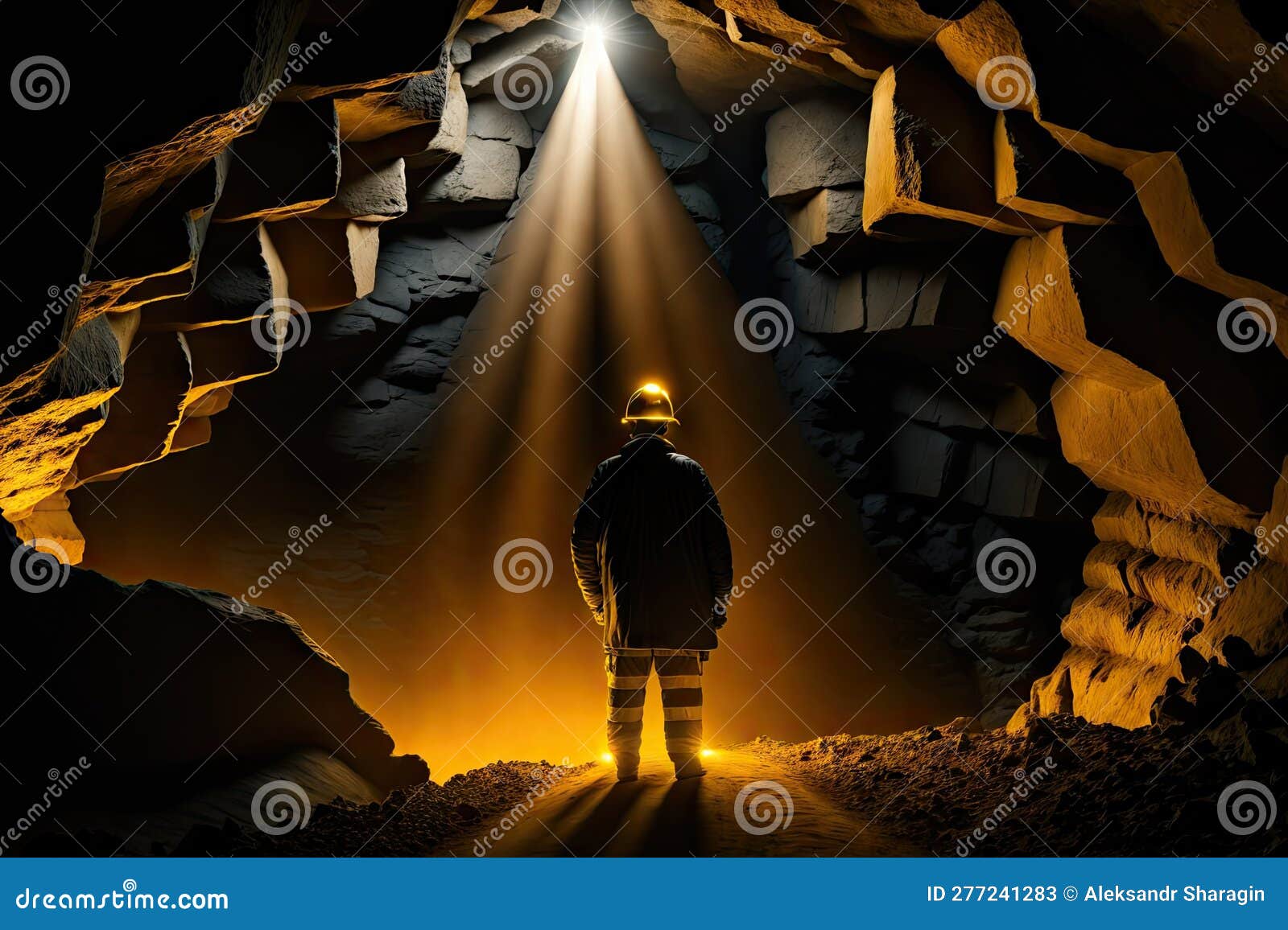 Mines Rescue in Underground Cave. Rescuers Control Mining Safety ...