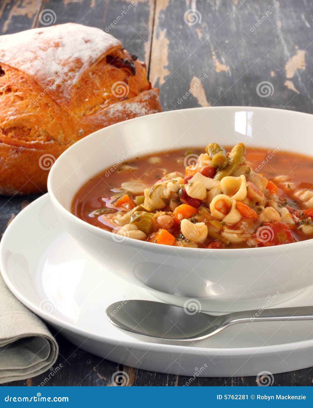 Minestrone stock image. Image of shell, soup, bowl, noodle - 5762281