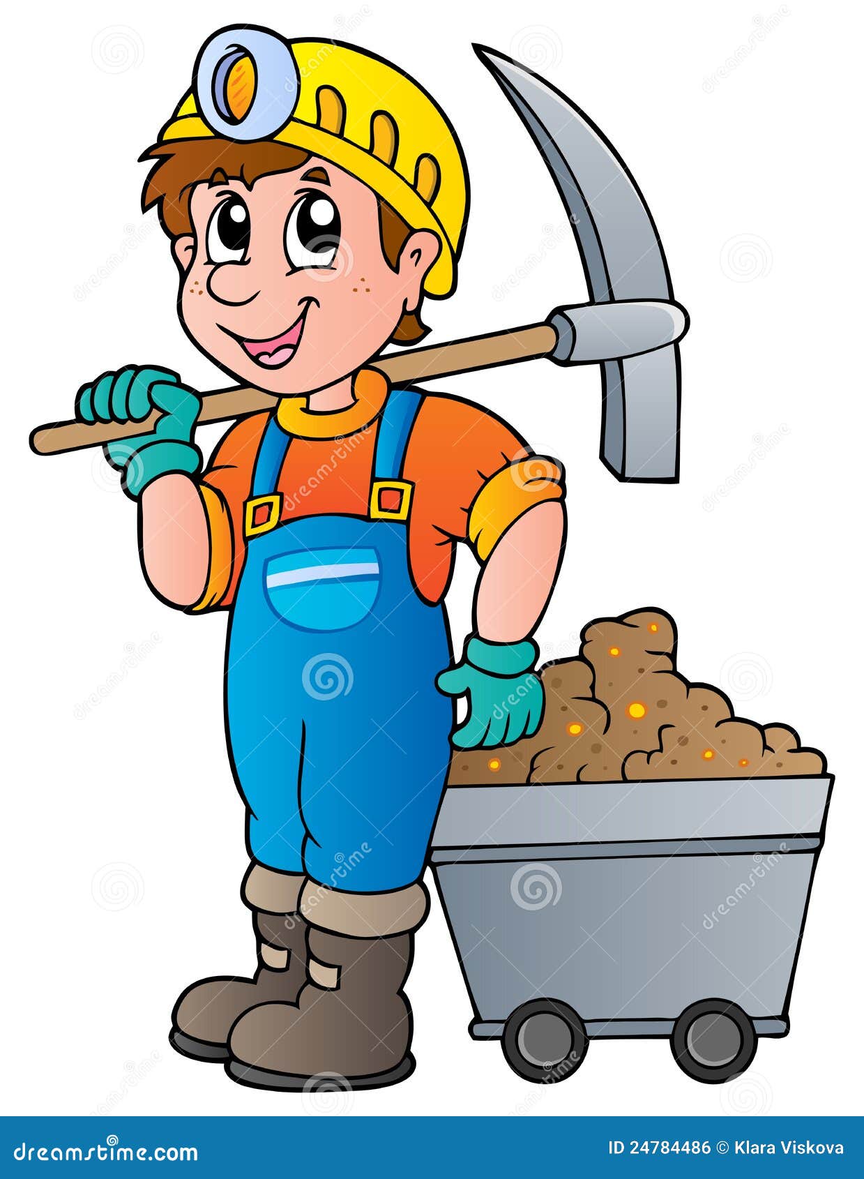 Mineur Avec La Pioche Et Le Chariot Illustration de Vecteur ...