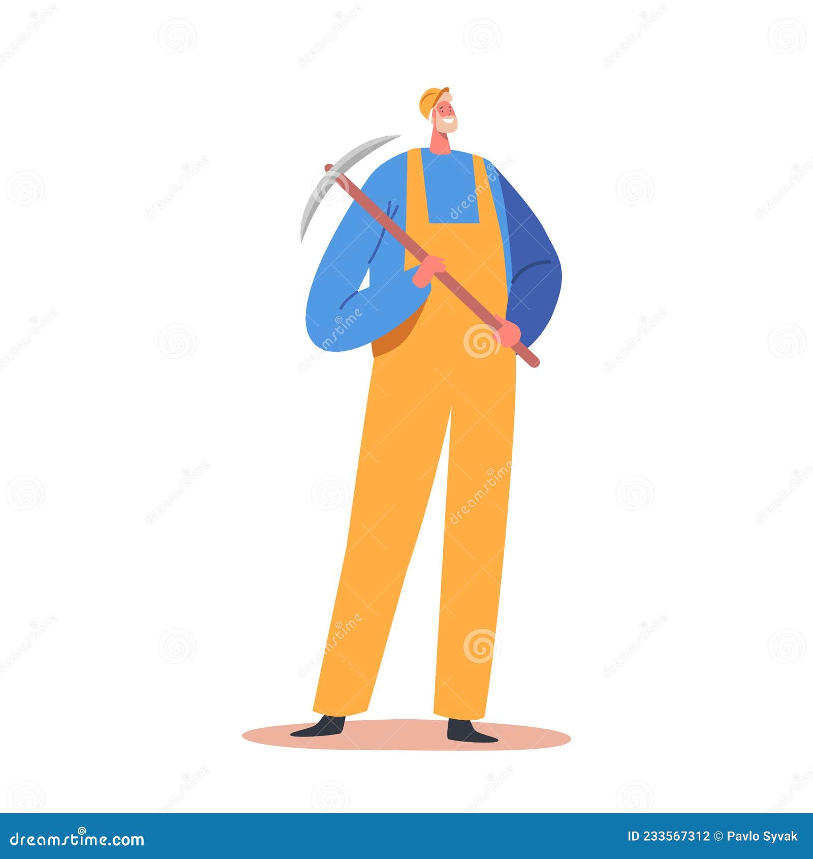 Mineworker In Uniform And Helmet Exit Coal Mine Quarry Holding Pickaxe ...