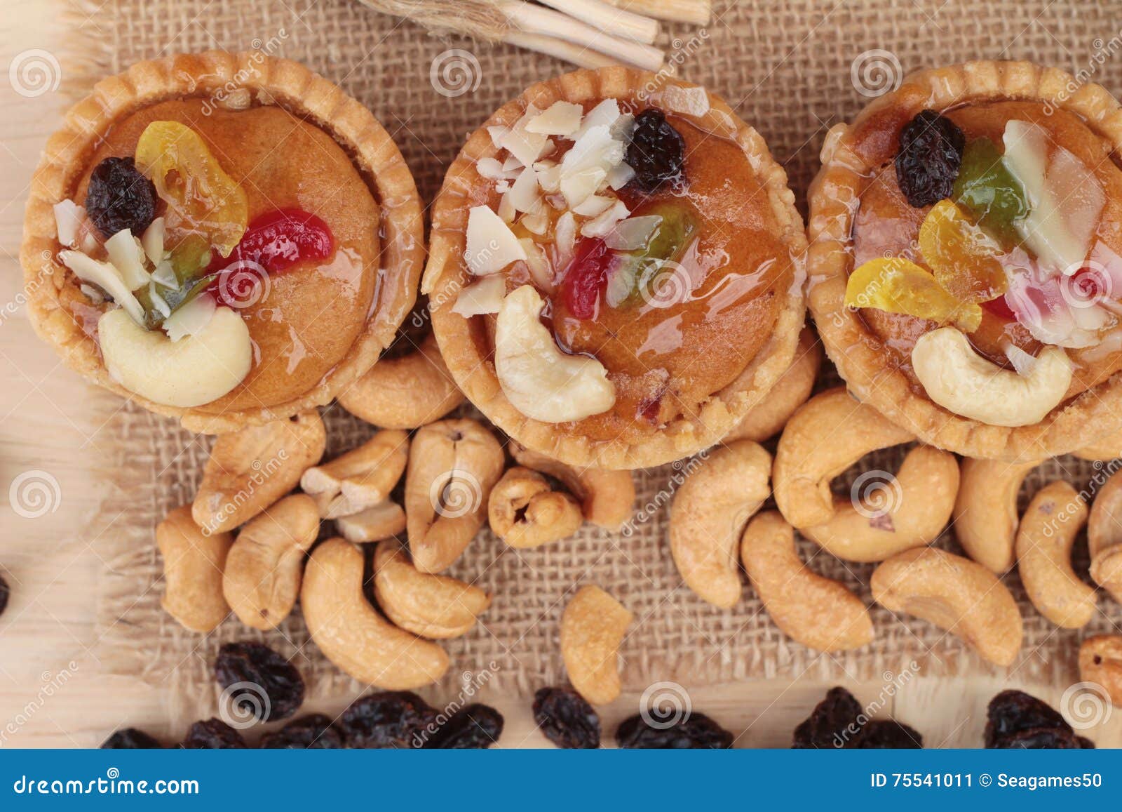 Mini Almond Nuts,fruit Tart is Delicious. Stock Image - Image of ...
