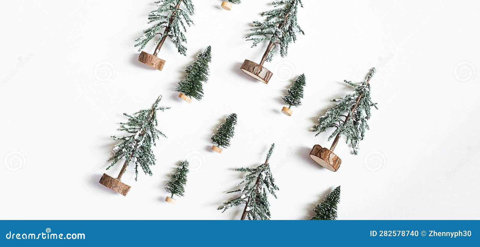 Mini Artificial Christmas Trees Pattern. Decorative Fir Trees, Winter ...