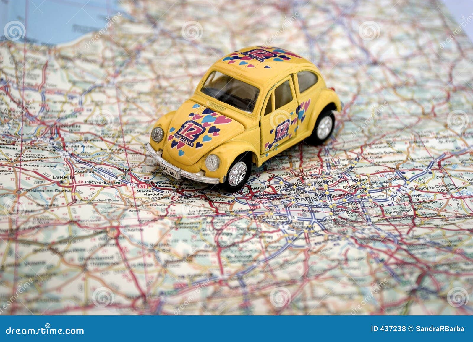 Mini auto on a map stock photo. Image of renting, direction - 437238
