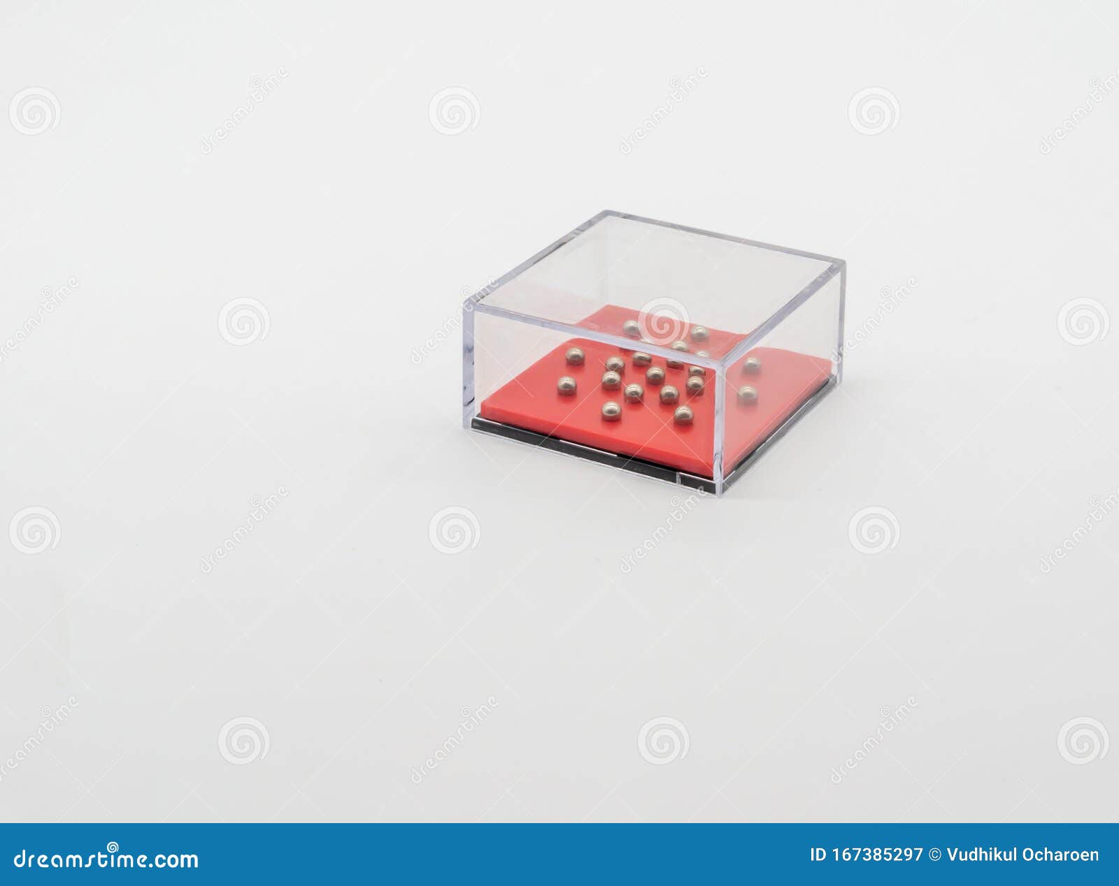 Mini Ball Game in Clear Square Plastic Box Isolated on White Stock ...