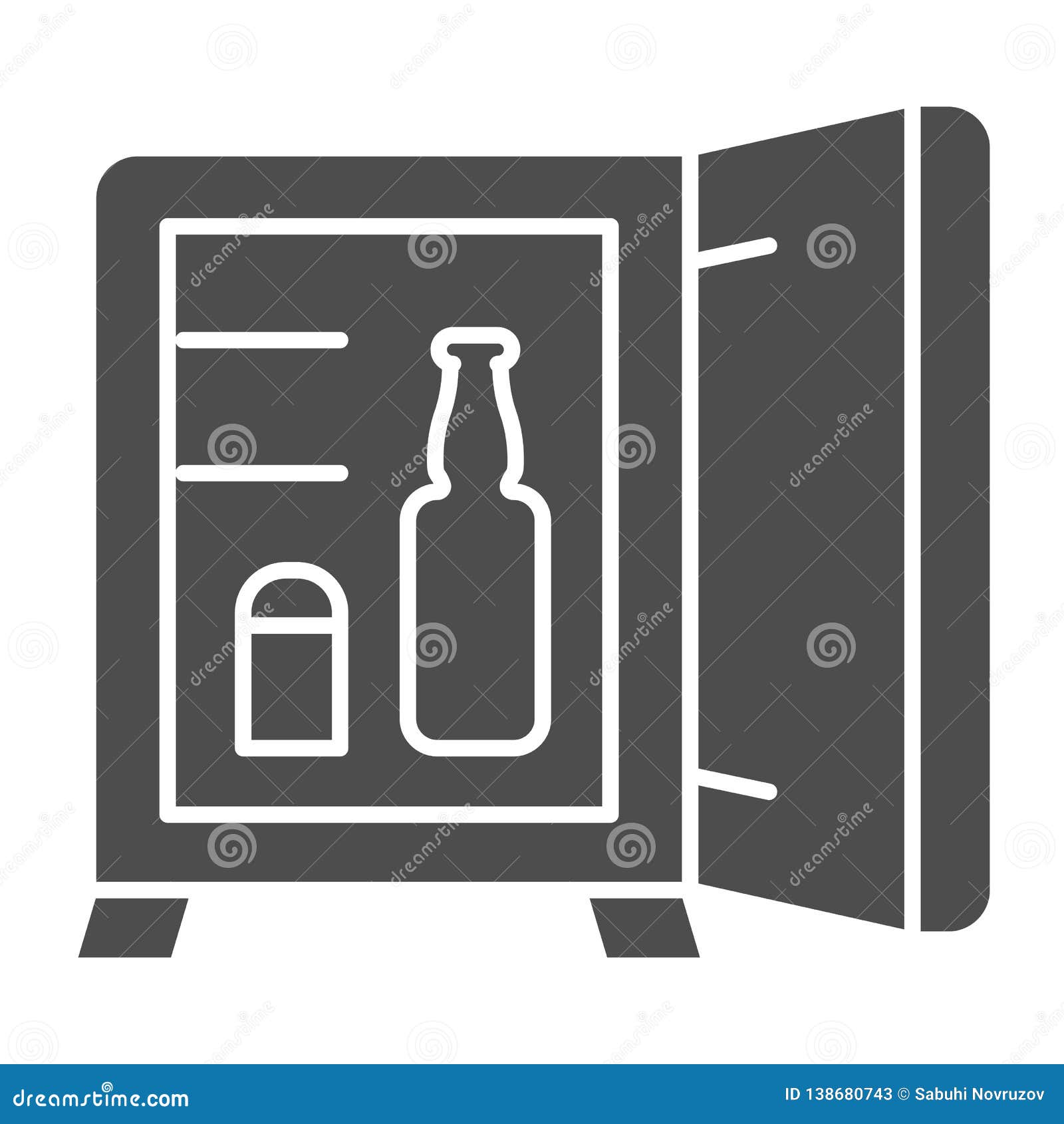 Mini Bar Solid Icon. Hotel Fridge Vector Illustration Isolated on White ...
