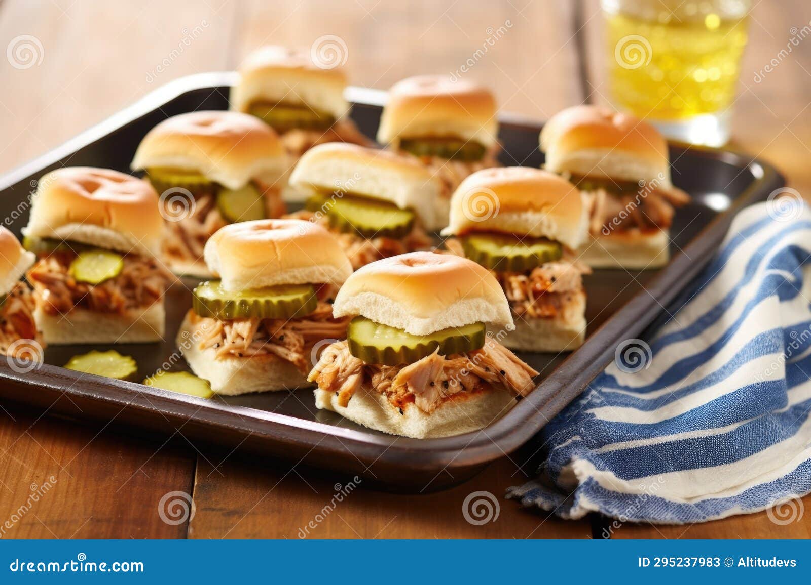 Mini Bbq Pork Sliders with Pickles on a Checkered Tray Stock Image ...