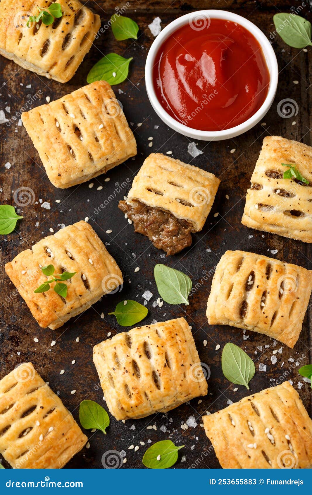 Mini Beef Patties with Vegetables and Red Wine Wrapped in Puff Pastry ...