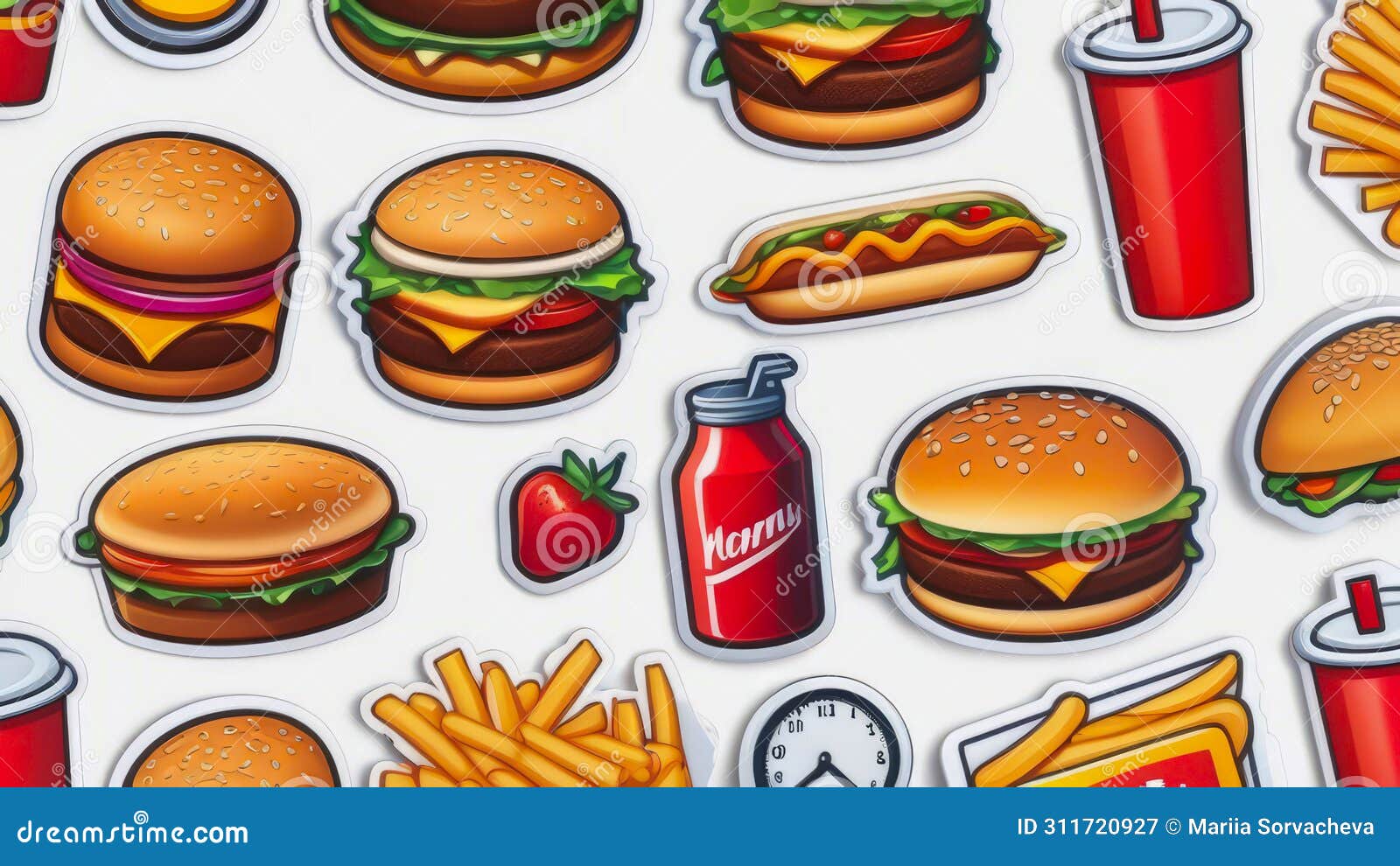 Mini Bits: Fast Food Stickers. AI Generated. Stock Illustration ...
