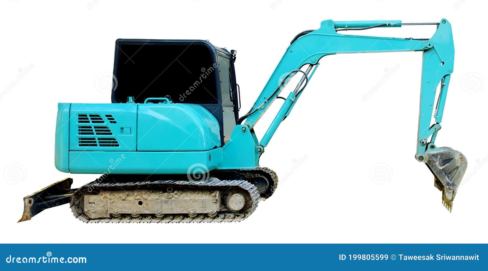 Mini Blue Excavator Isolated on White Background Stock Image - Image of ...