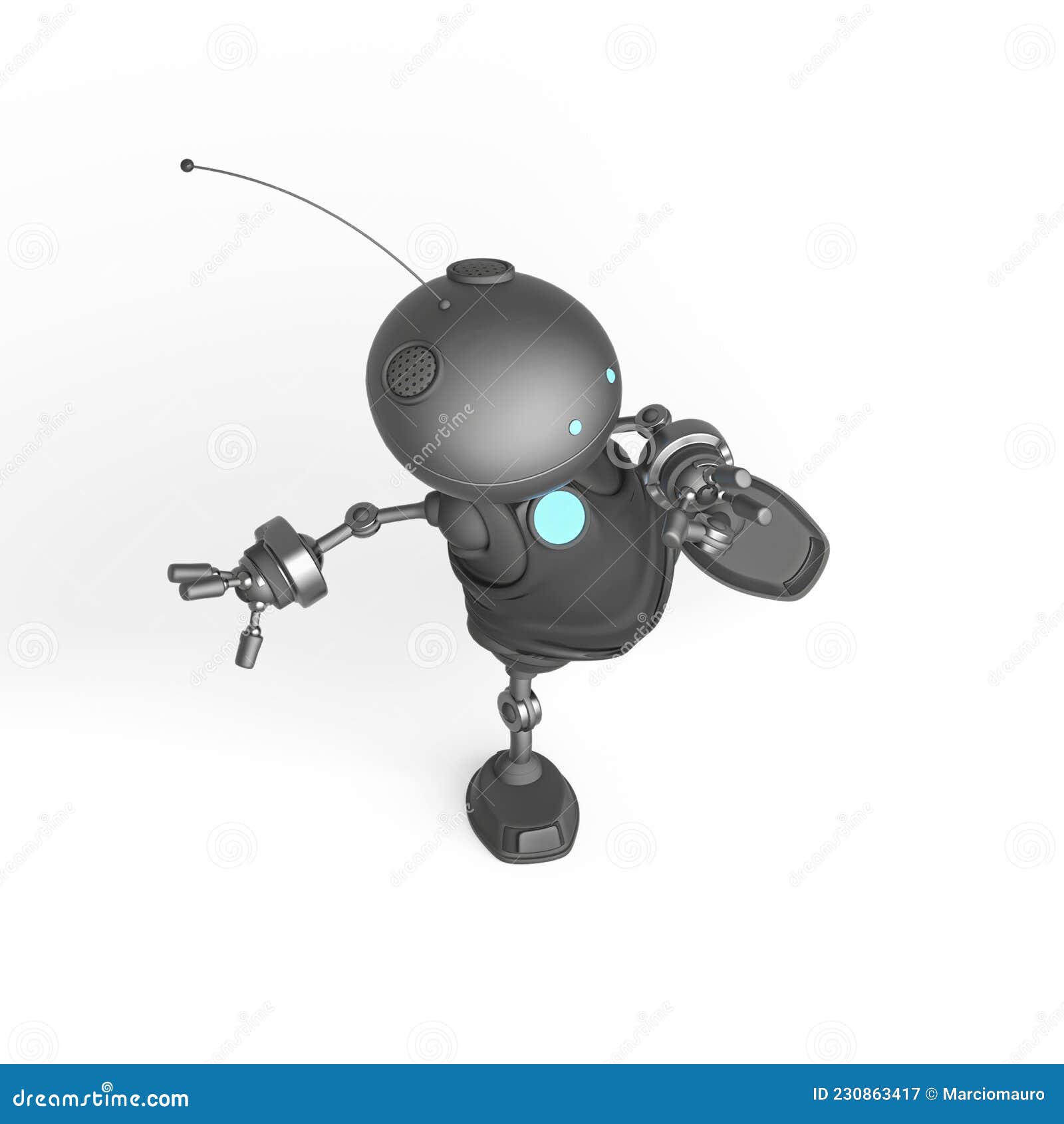 Mini Bot is Doing Some Exercises in White Background Isometric View ...