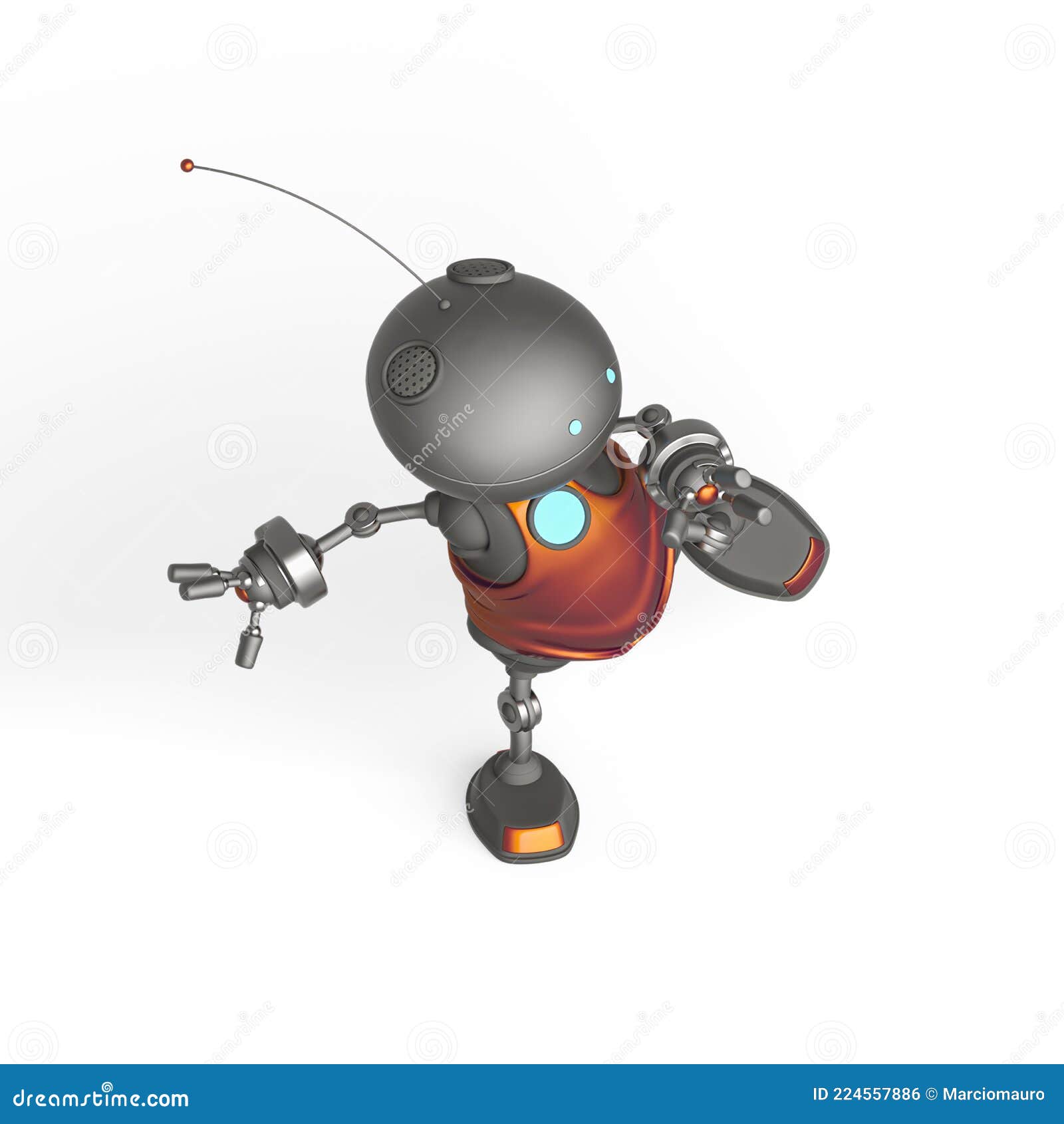 Mini Bot is Doing Some Exercises in White Background Isometric View ...