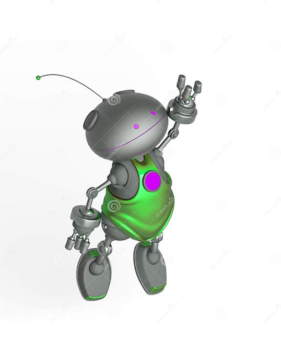 Mini Bot is Jumping in White Background Isometric View Stock ...