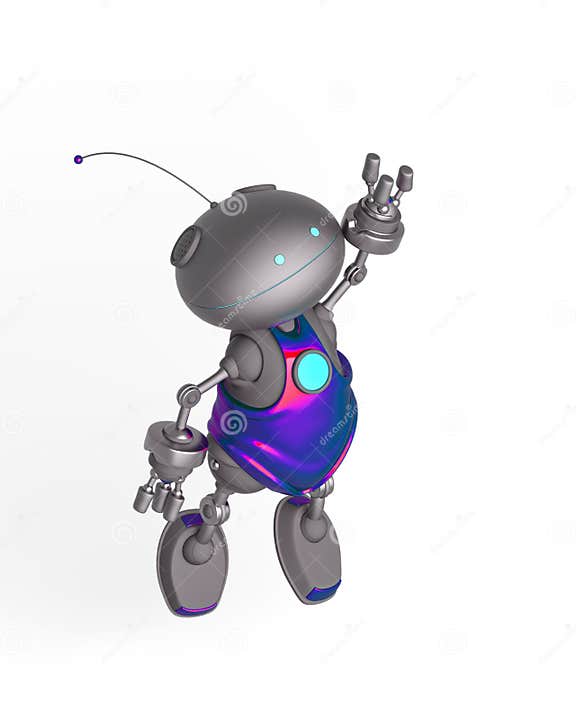 Mini Bot is Jumping in White Background Isometric View Stock ...