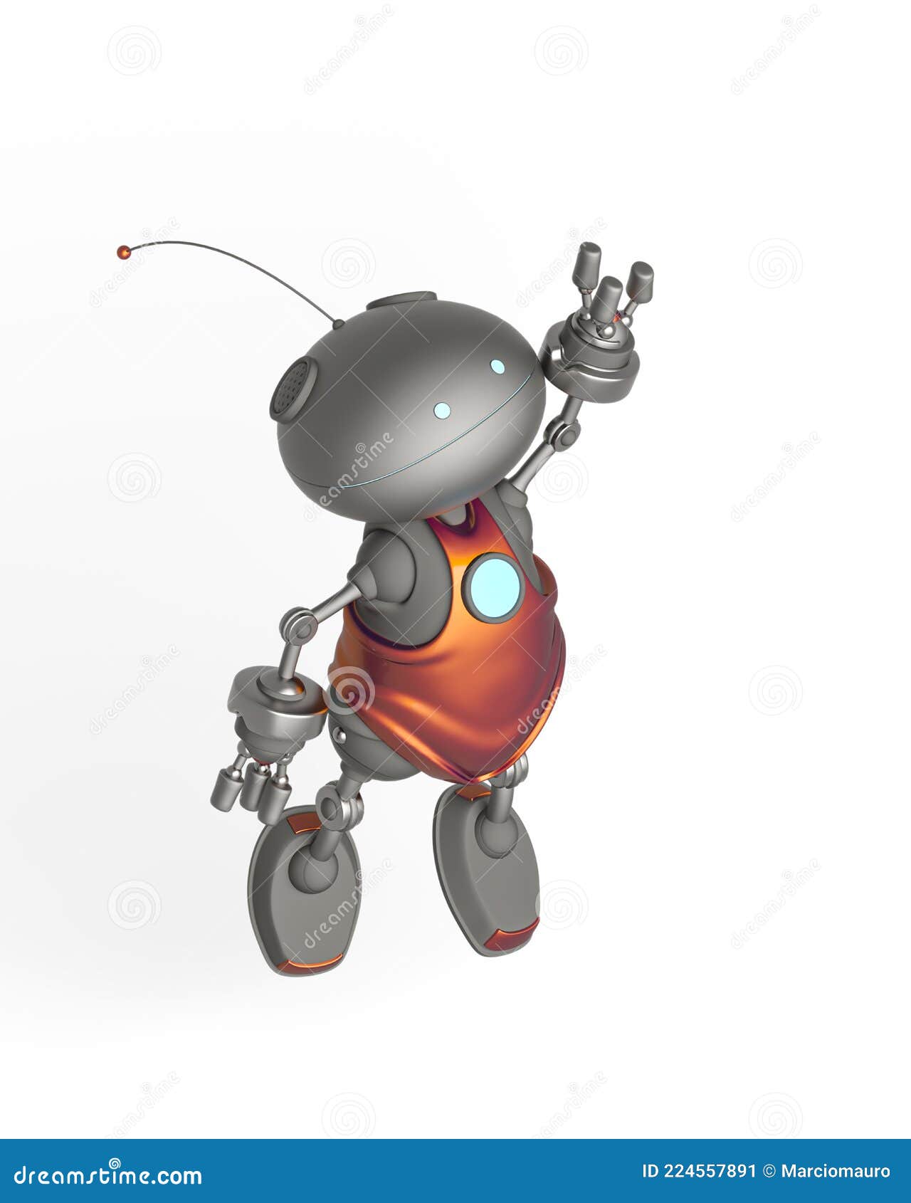 Mini Bot is Jumping in White Background Isometric View Stock ...