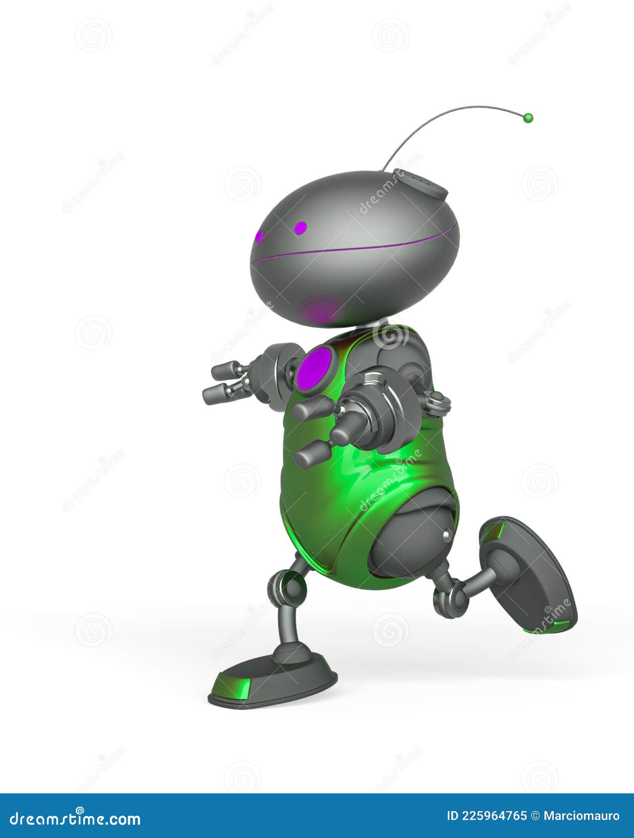 Mini Bot is Running in White Background Side View Stock Illustration ...