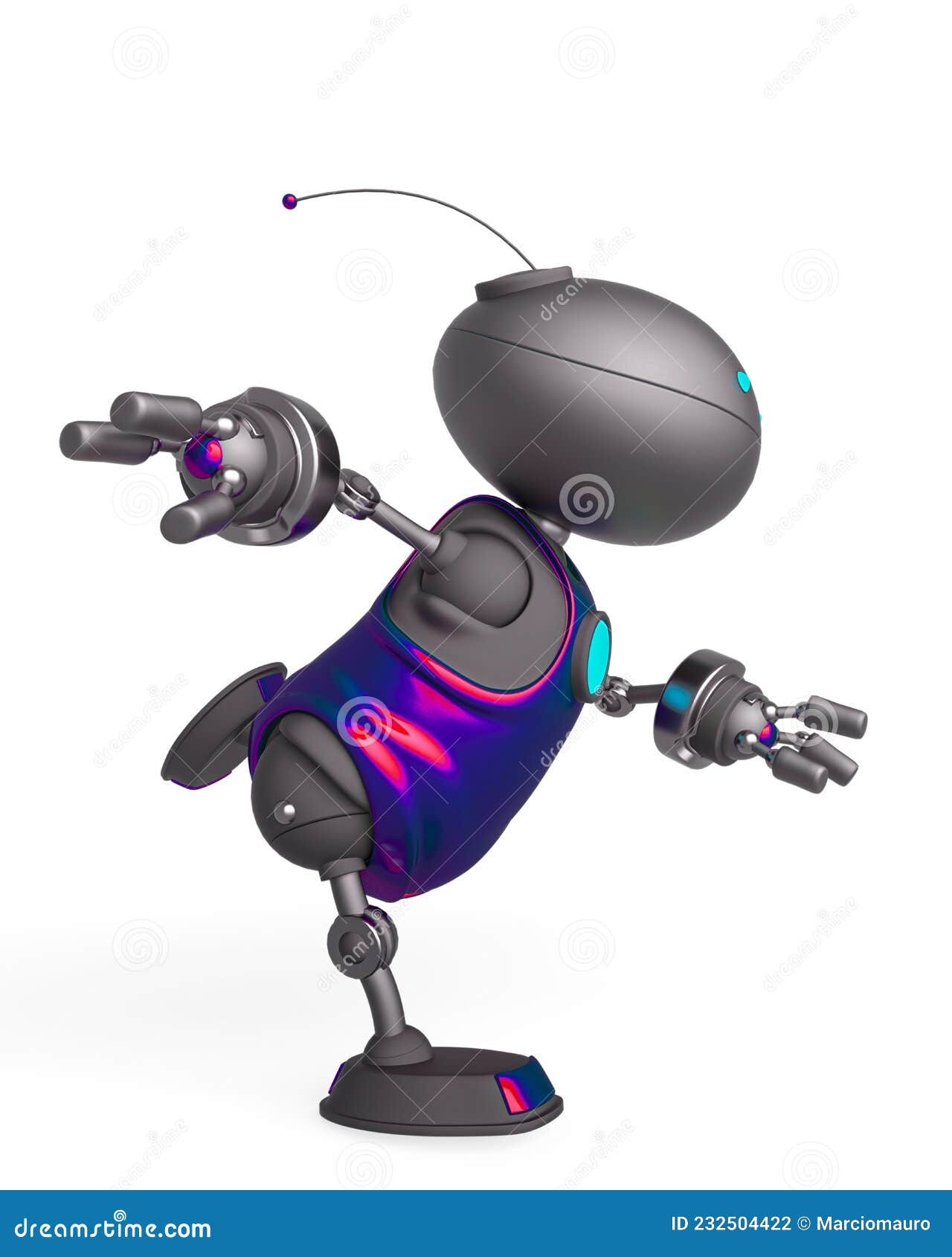 Mini Bot is Speeding Up in White Background Side View Stock ...