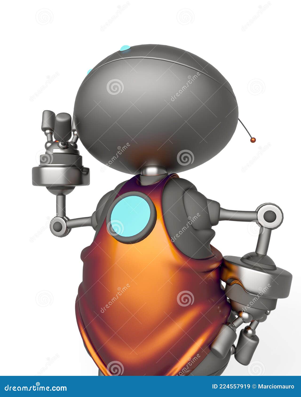 Mini Bot is Thinking about in White Background Close Up View Stock ...