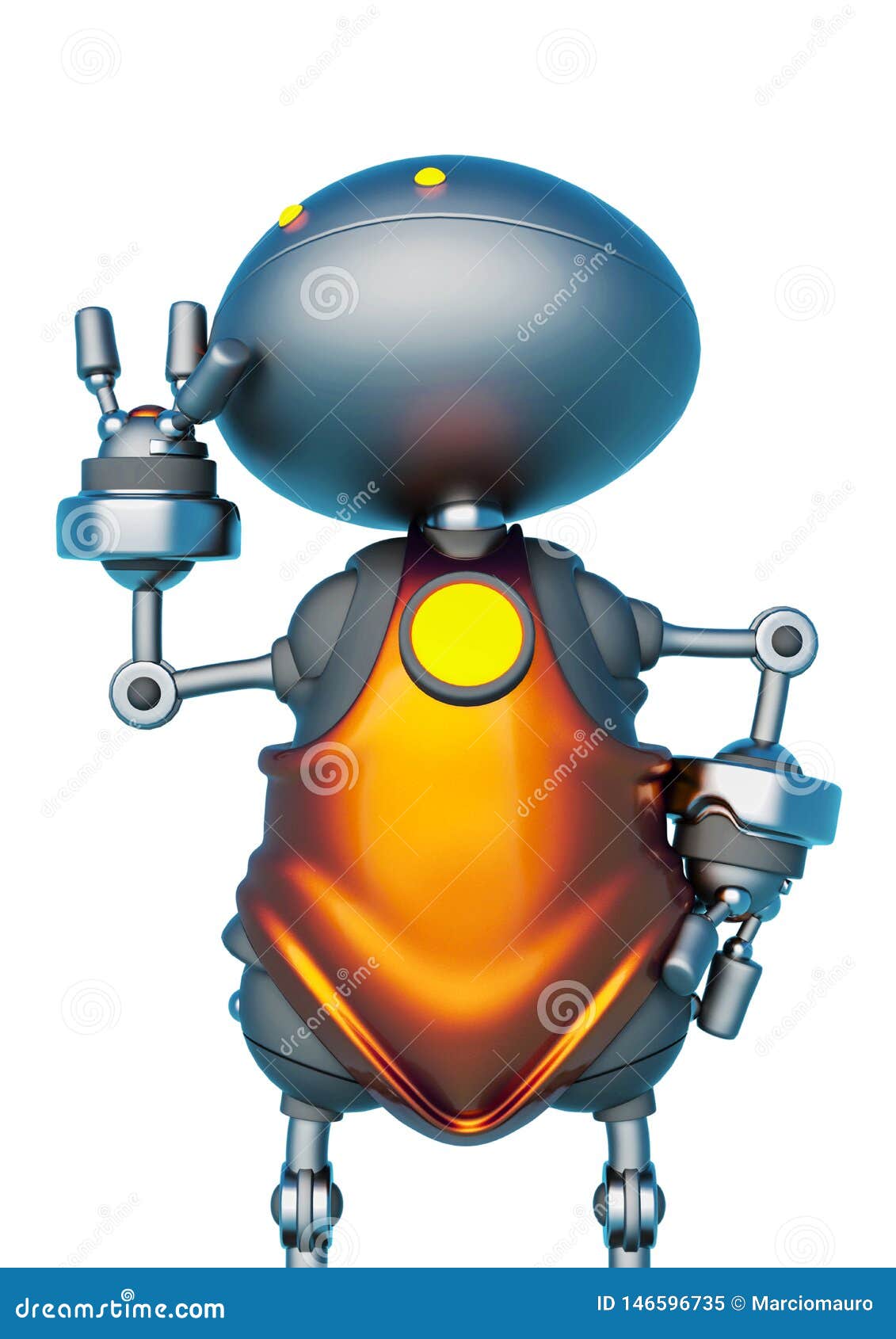 Mini Bot is Thinking about in a White Background Stock Illustration ...