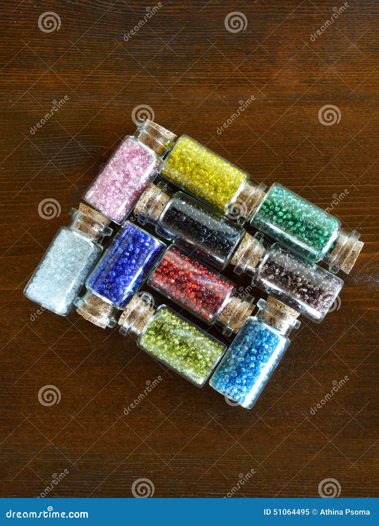 Mini bottles with beads stock image. Image of colorful - 51064495